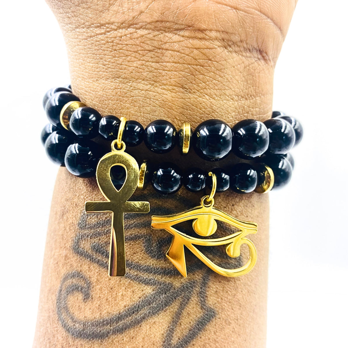 Nubian Bracelet 2Pc Set (18k Gold / Black Onyx ) – Nubian Luxuries Brand